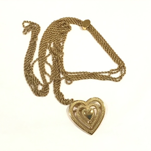 Monet | Jewelry | Monet Heart Pendantpin Adjustable Slide Rope Chains ...